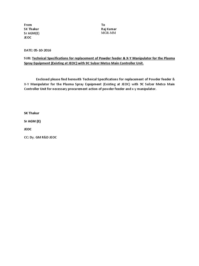 Covering Letter Powder Feeder X-Y Manipulator | PDF