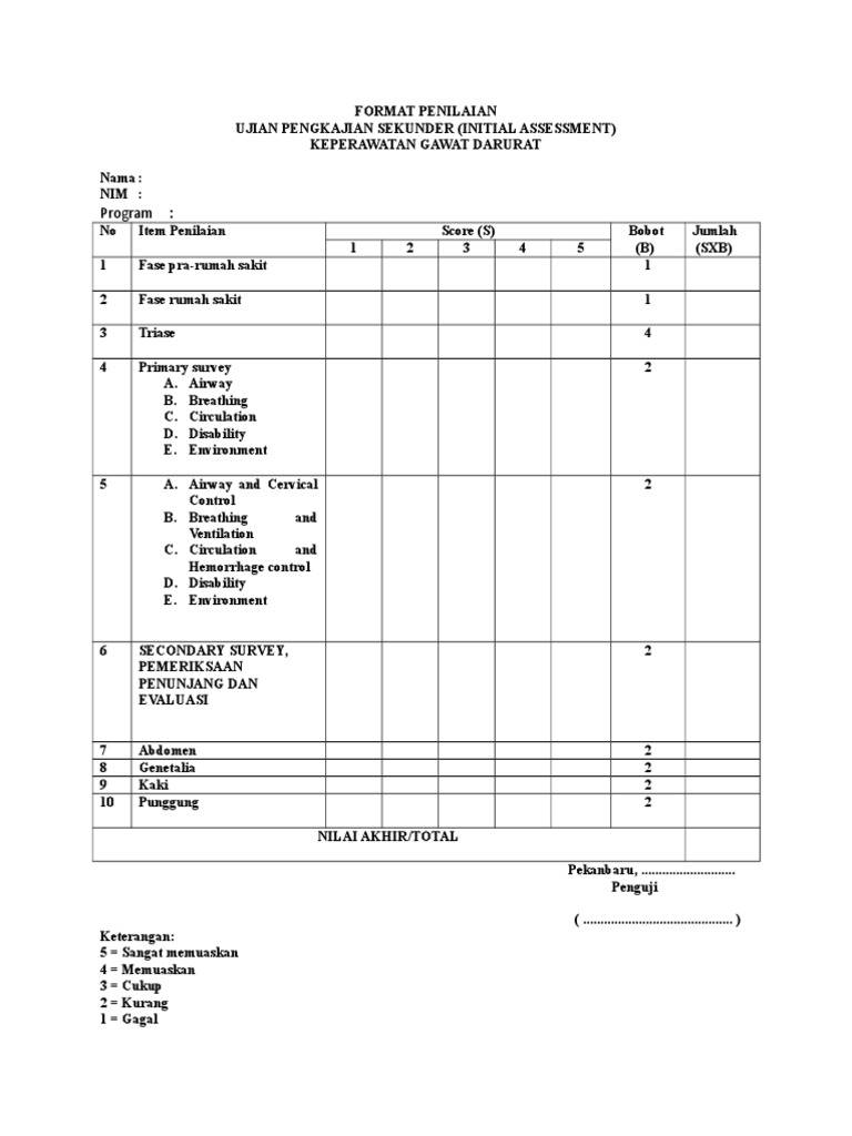 FORMAT PENILAIAN Initial Assessment | PDF