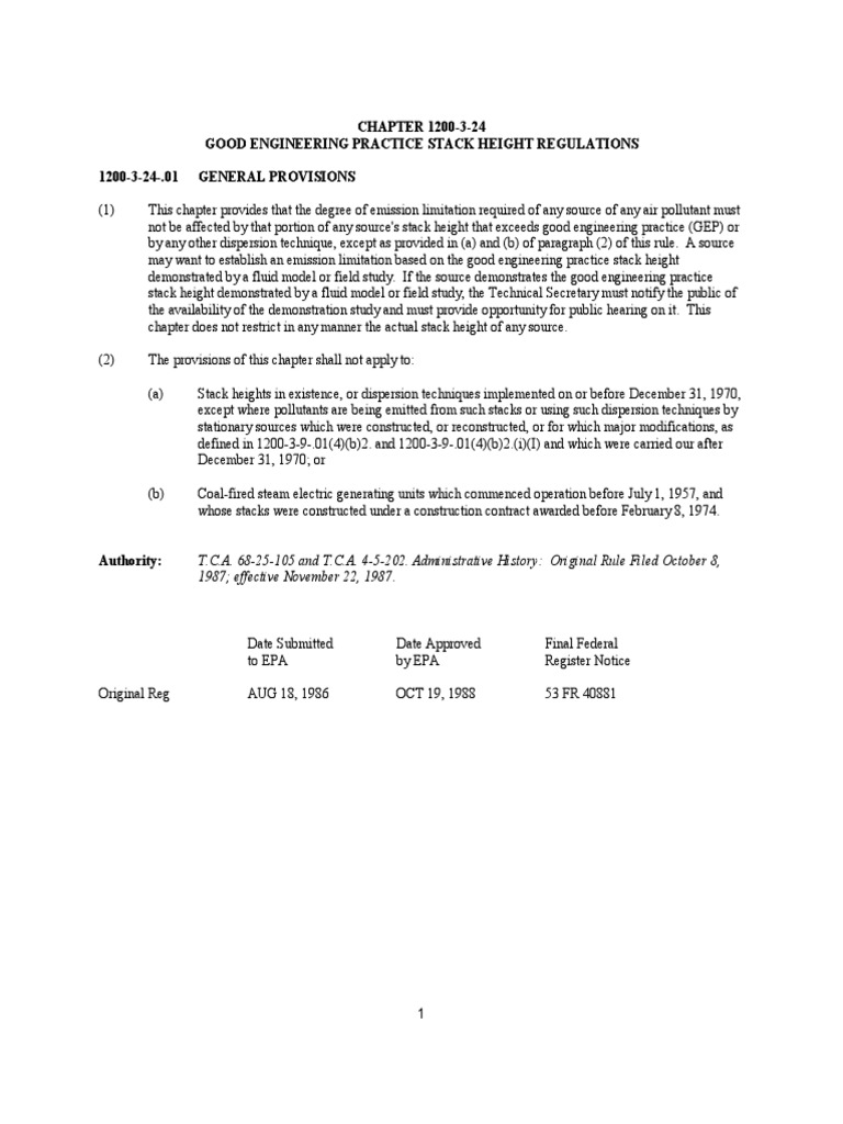 Good Engineering Practice Stack Height Regulations | PDF | Exhaust Gas ...