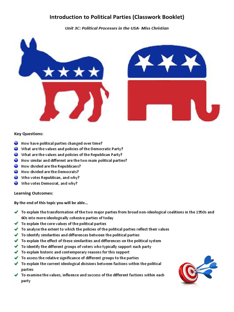1.political Parties (Classwork Booklet) | PDF | Democratic Party ...
