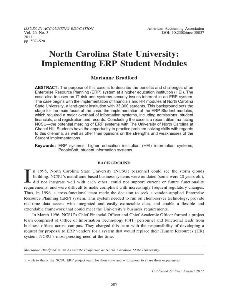 NCSU PeopleSoft Case Study - Clean | PDF | Enterprise Resource Planning | Information Security