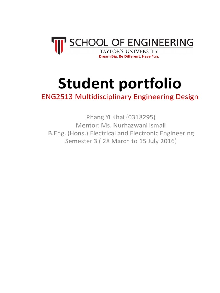 Student Portfolio: ENG2513 Multidisciplinary Engineering Design | PDF ...