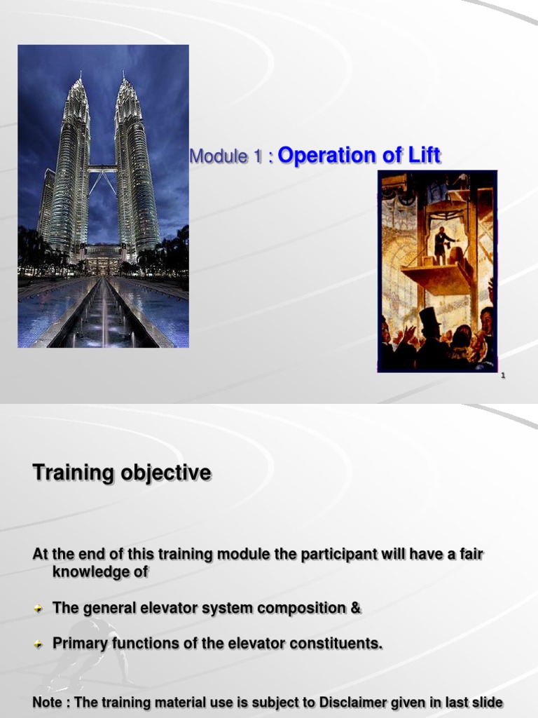 M1 - Elevator Basics & Operation | PDF | Elevator | Manufactured Goods
