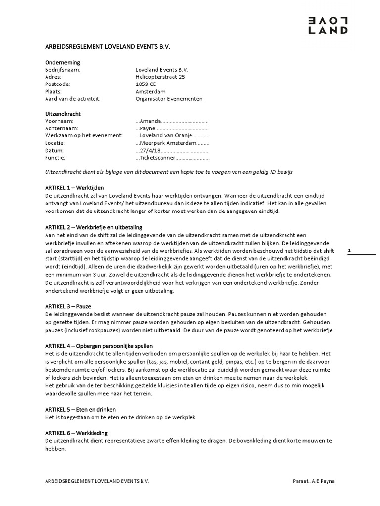 Arbeidsregelement | PDF