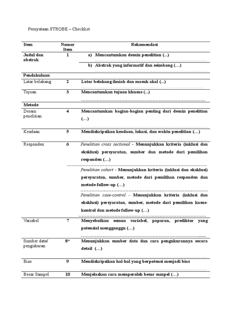 STROBE Checklist Overview | PDF | Medical Statistics | Epidemiology