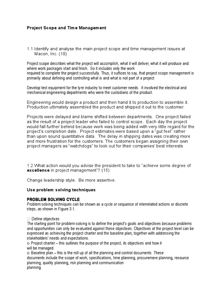 Project Scope and Time Management Issues | PDF | Planning | Quality ...