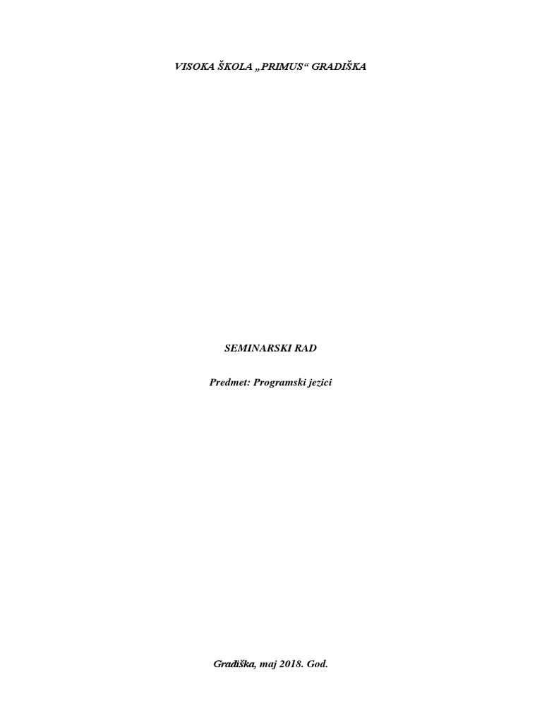 Seminarski - Programski Jezici | PDF