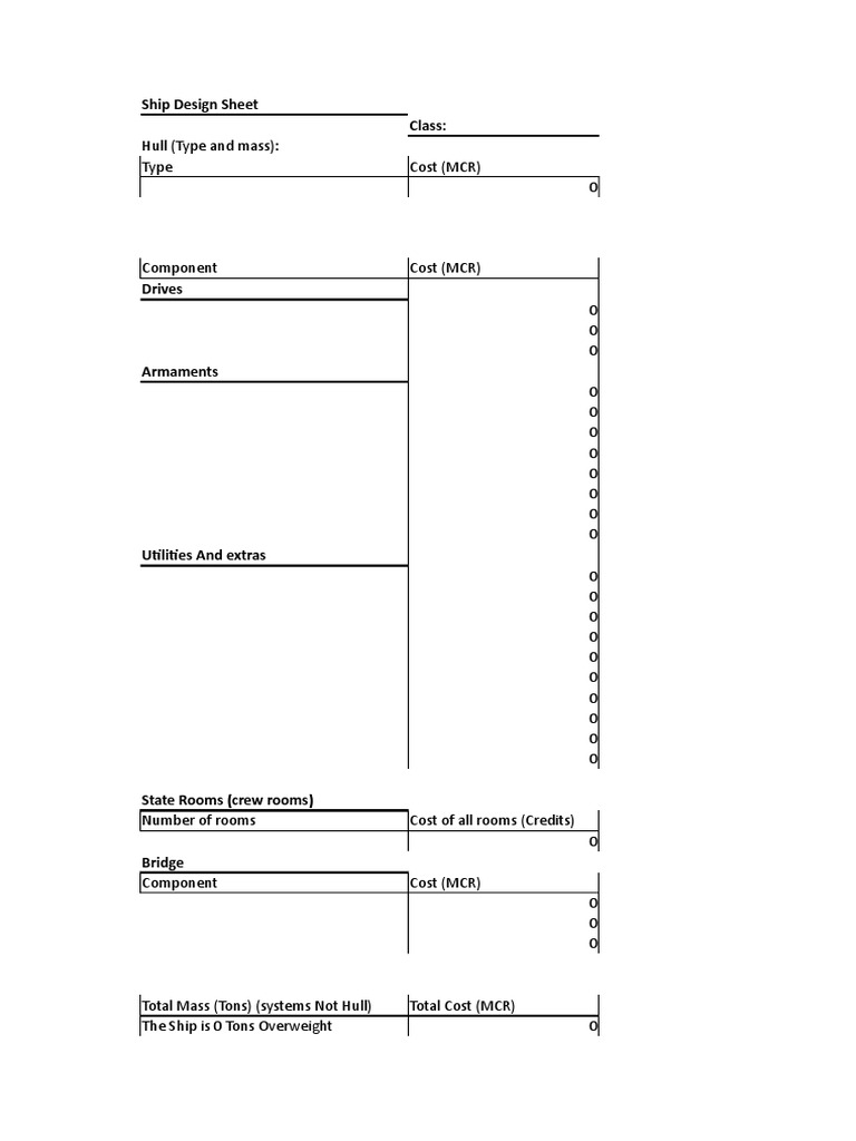 Traveller Blank Ship Design Sheet | PDF | Boats | Water Transport