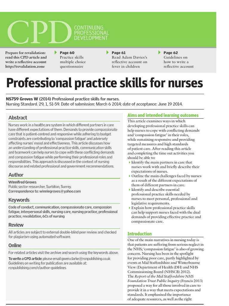 Professional Practice Skills For Nurses | PDF | Nursing | Nonverbal ...
