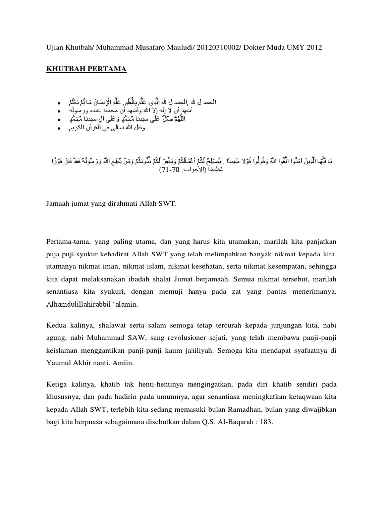 Ujian Khutbah | PDF | Wellness | Religion & Spirituality