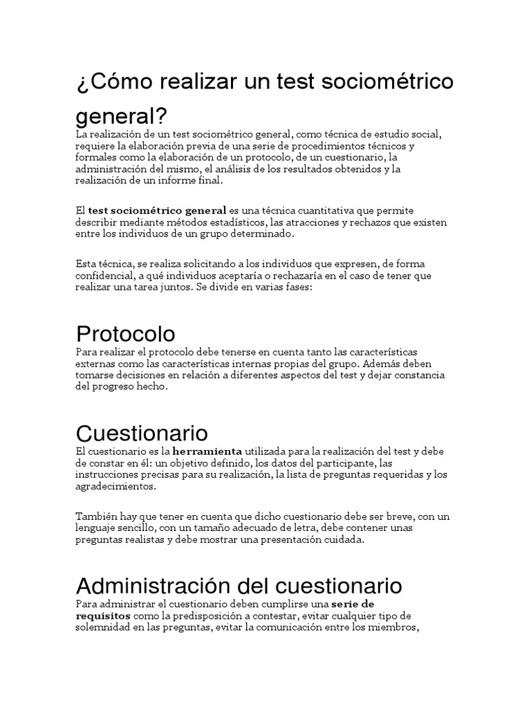 Cómo Realizar Un Test Sociométrico General
