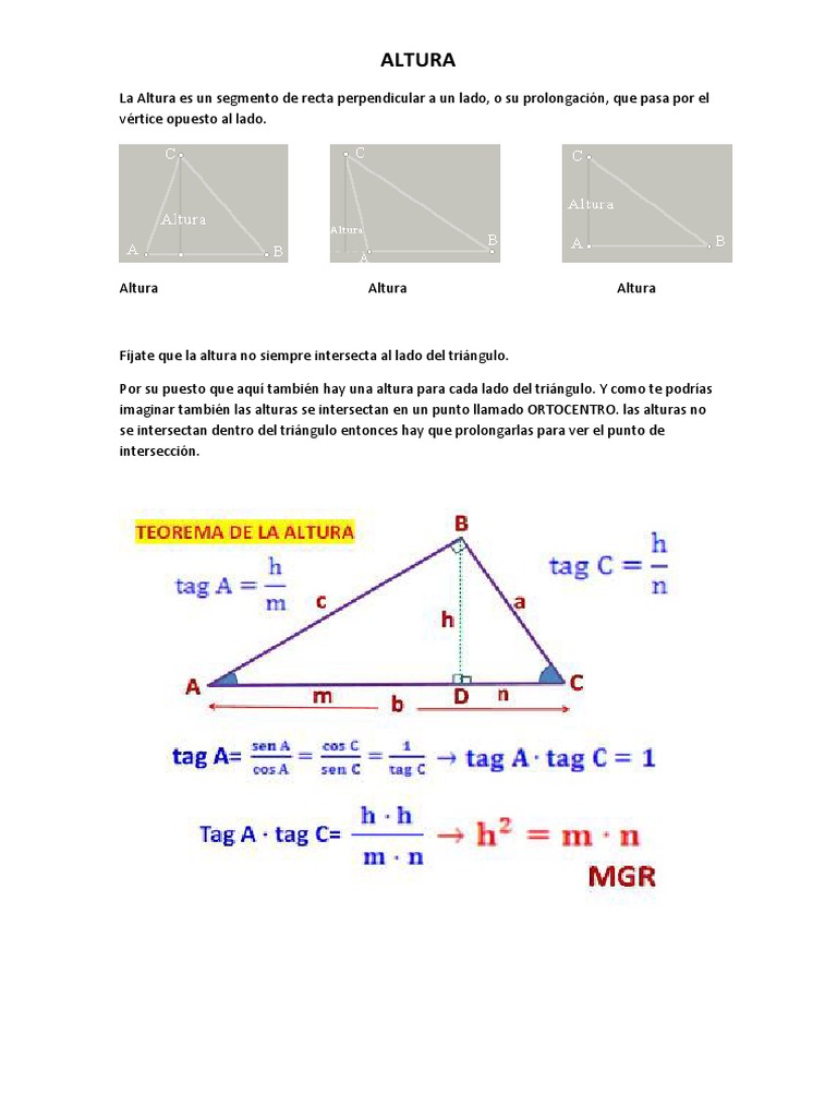 ALTURA | PDF | Triángulo | Geometría triangular