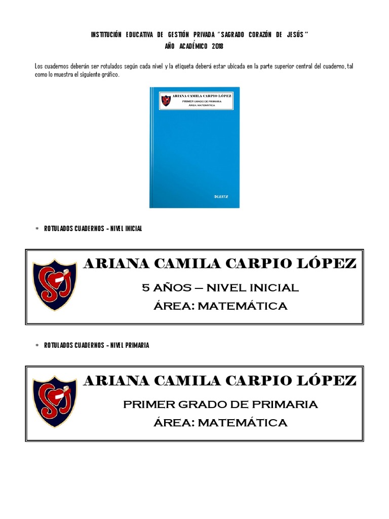 Rotulado Cuadernos | PDF