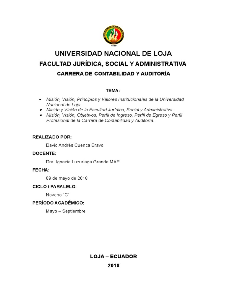 Misión y Visión UNL: Contabilidad | PDF | Contabilidad | Presupuesto