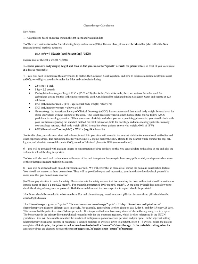 Chemo Practice Problems | PDF | Chemotherapy | Renal Function