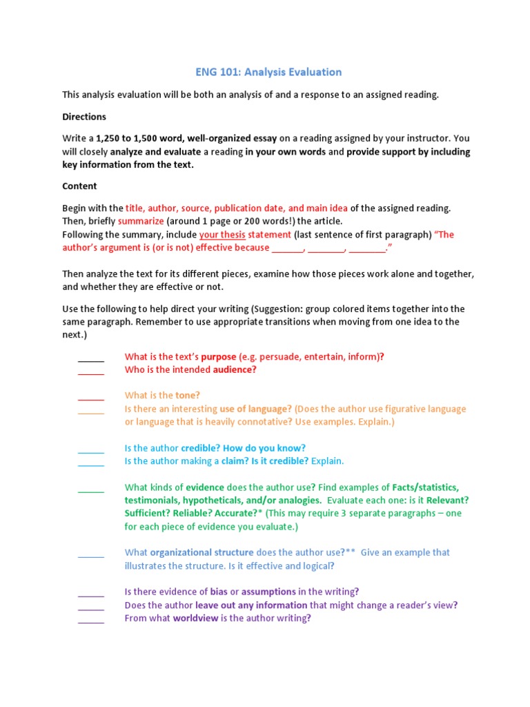 Analysis Evaluation 2018 Final Color Coded | Download Free PDF ...