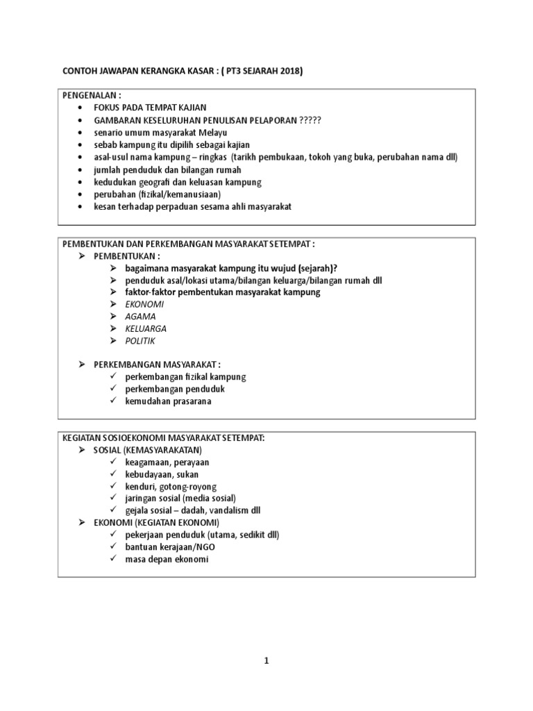 Contoh Jawapan Kerangka Kasar | PDF