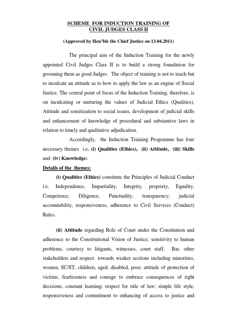 Induction Training Programme For The Newly Appointed Civil Judges Class ...