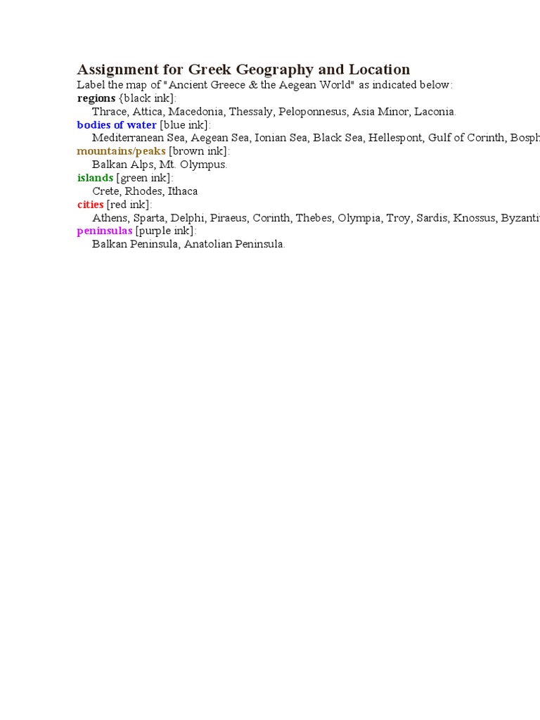 Map Labeling: Ancient Greece Geography | PDF | Greece | Ancient Greece