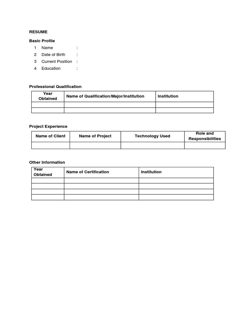 CV - Blank | PDF | Computing And Information Technology | Science