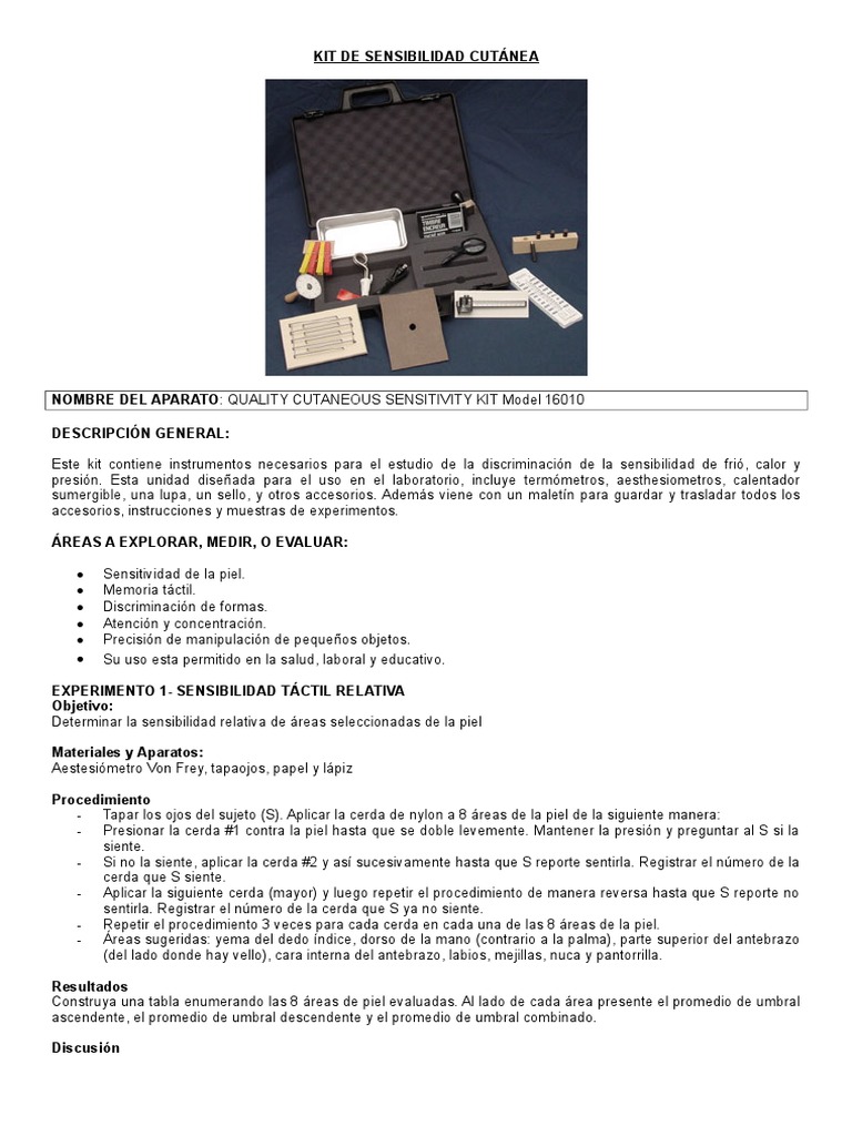 Kit de Sensibilidad Cutanea | PDF | Calor | Agua
