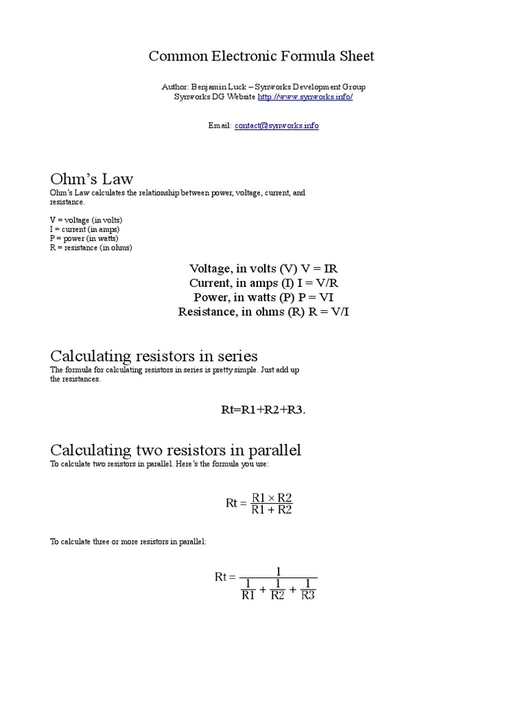 28246731 Electronics Formulas