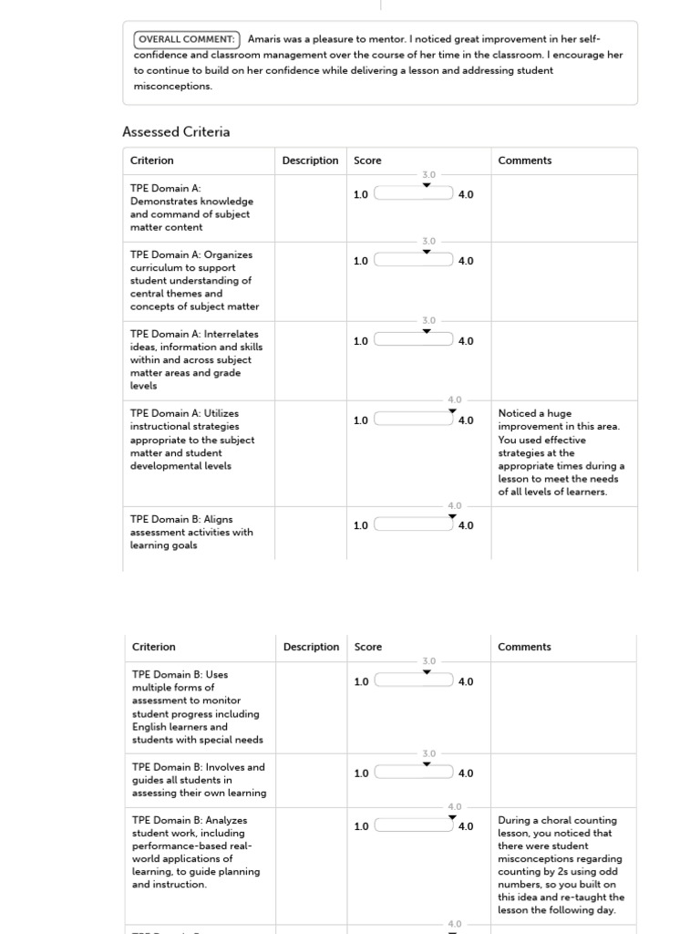 Teaching Performance Evaluation Summary | PDF | Emergence | Applied Psychology