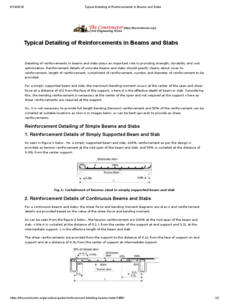 Typical Detailing of Reinforcements in Beams and Slabs | PDF | Beam ...