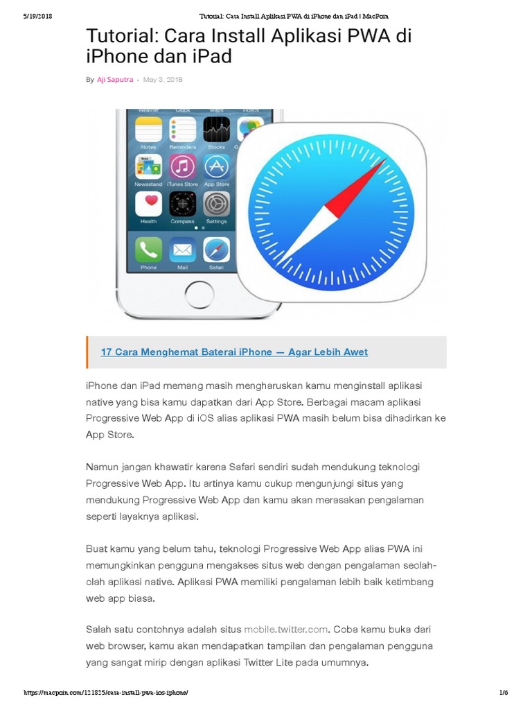 Tutorial - Cara Install Aplikasi PWA Di Iphone Dan Ipad - MacPoin | PDF