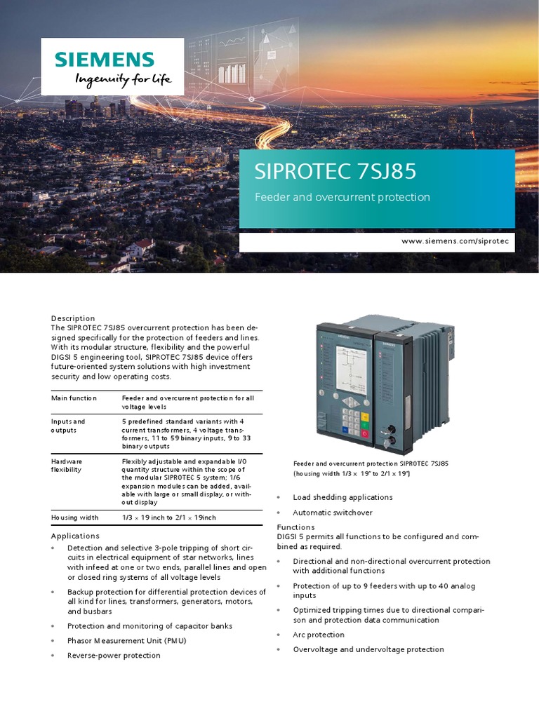 Siprotec 7sj85 Profile | PDF | Input/Output | Electric Power