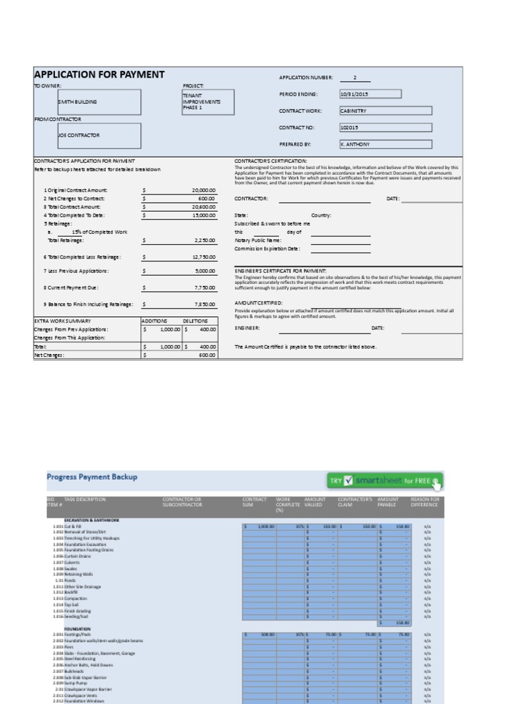 IC Contractor Progress Payment Template 8531 Update v2 | PDF | Framing ...