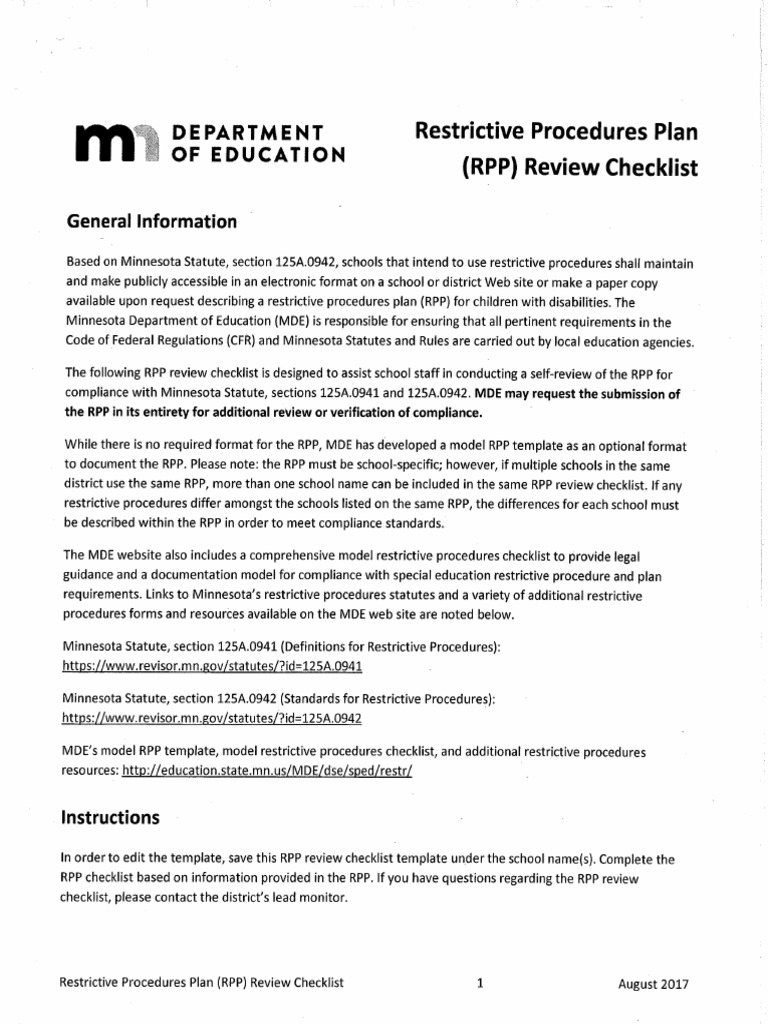 Restrictive Procedures | PDF