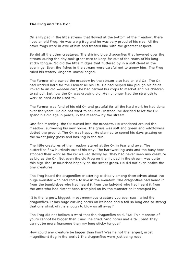 The Frog and The Ox | PDF | Nature