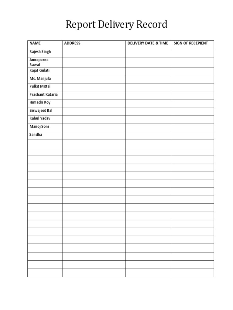 Report Delivery Record | PDF