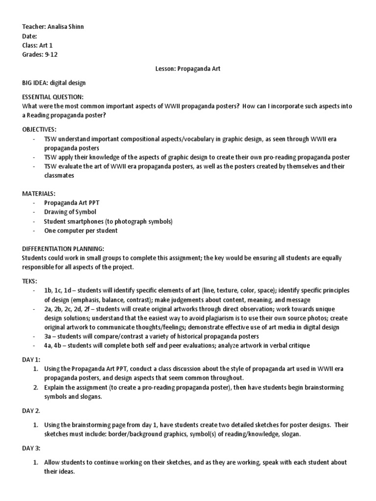 propaganda art lesson plan | Graphic Design | Graphics