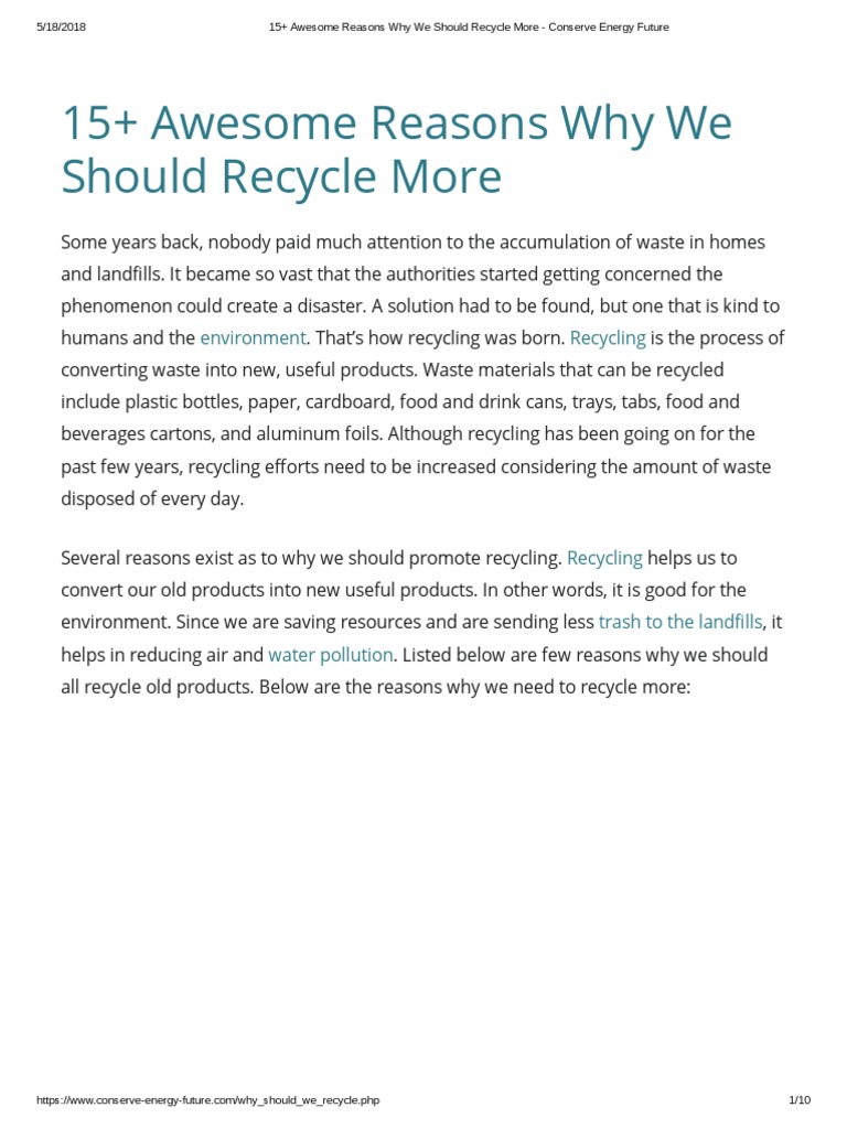 15 Awesome Reasons Why We Should Recycle More - Conserve Energy Future ...