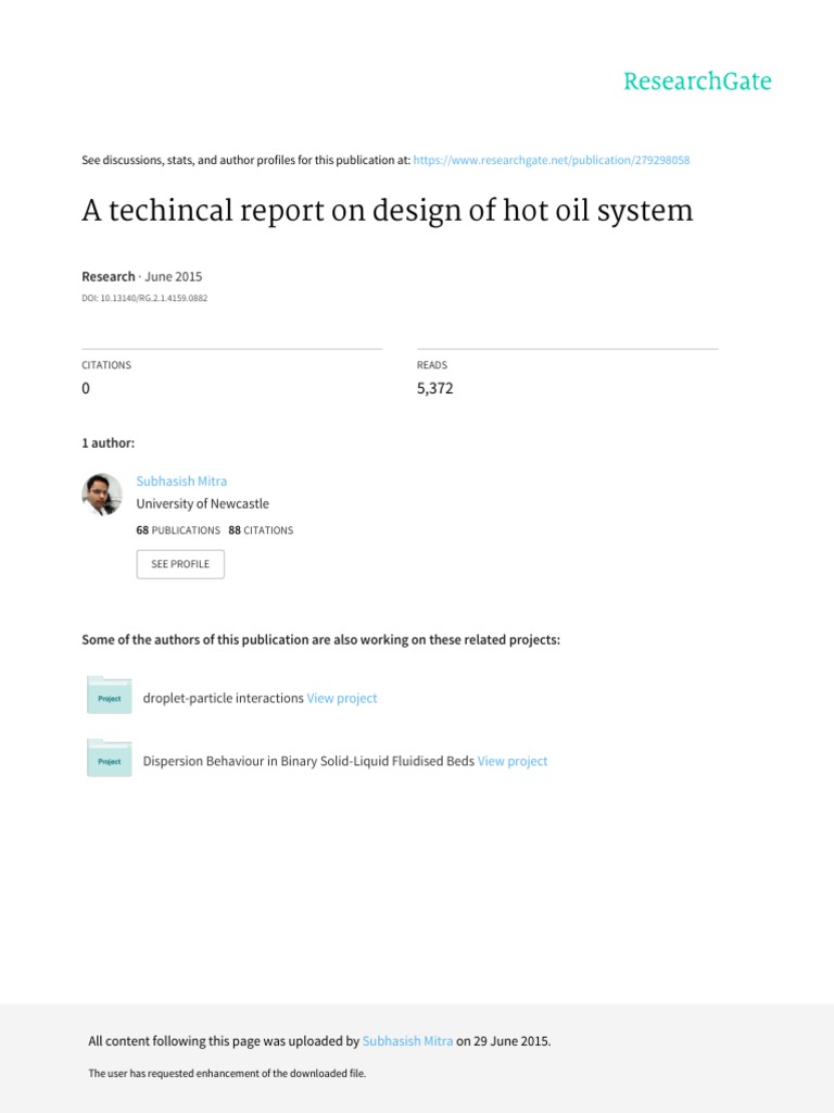 Design of Hot Oil System | PDF | Pump | Hvac