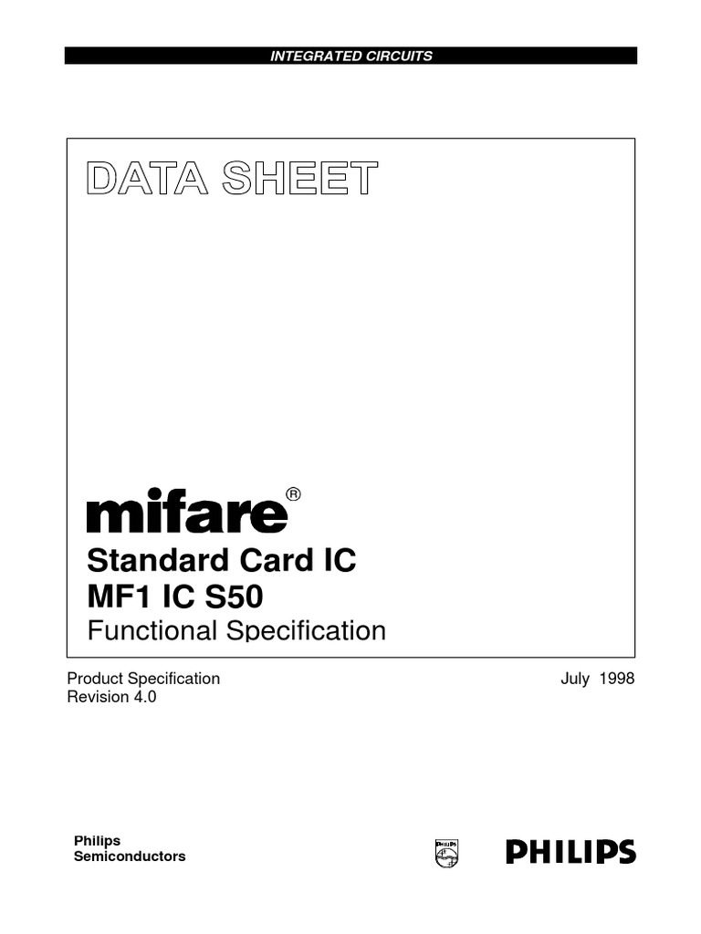 MF1 S501 Data Sheet | PDF | Computer Data Storage | Integrated Circuit