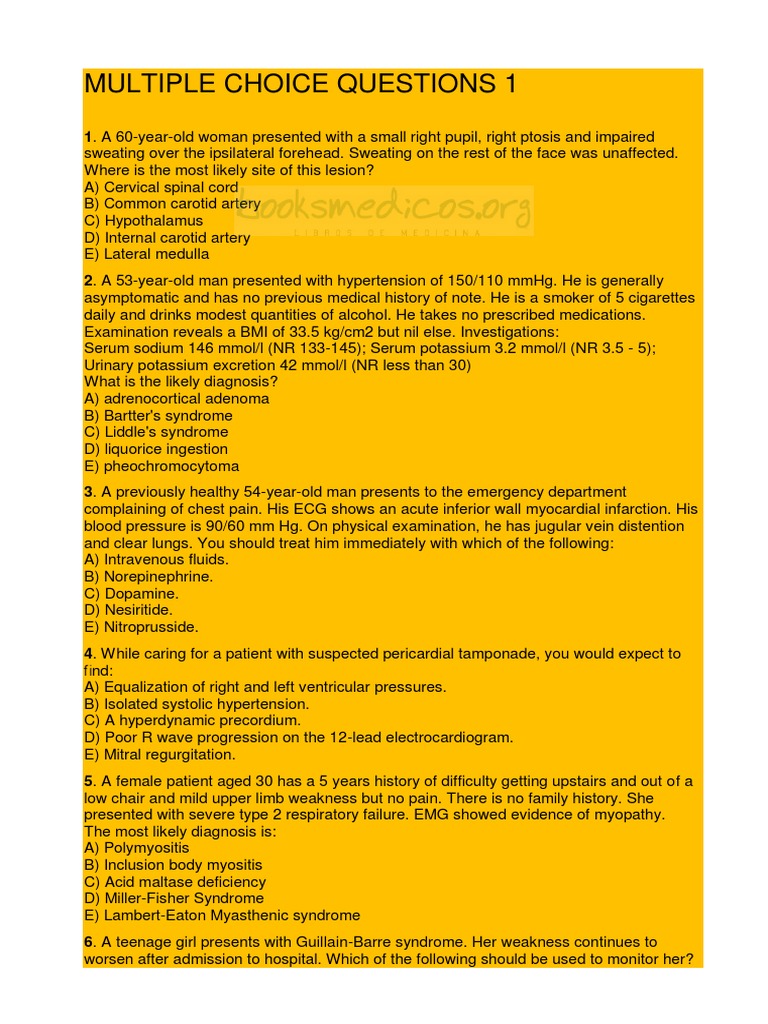 Clinical Case Multiple Choice Questions | PDF | Thyroid | Heart