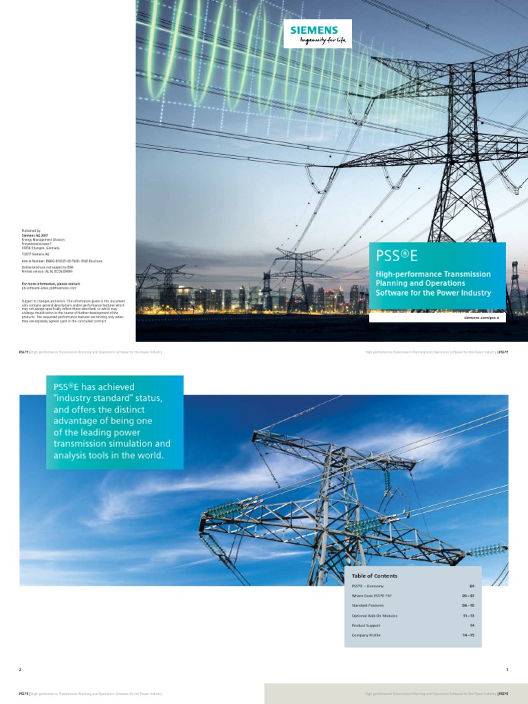 Siemenspti Software Psse Brochure 2017 | PDF | Electrical Grid | Simulation
