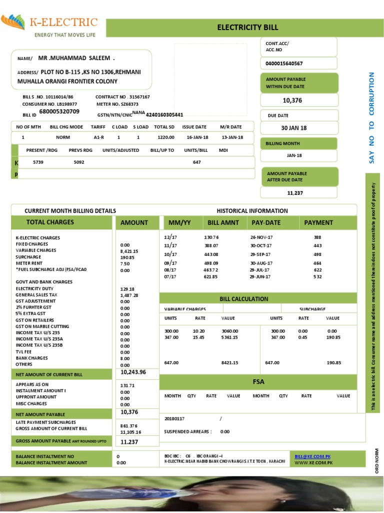 K-Electric Bill by Najeeb | PDF | Value Added Tax | Services (Economics)
