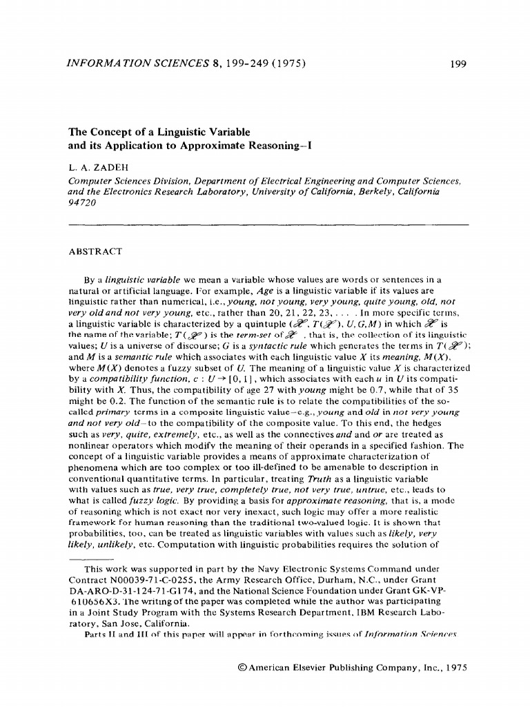 The Concept of A Linguistic Variable and Its Application To Approximate ...
