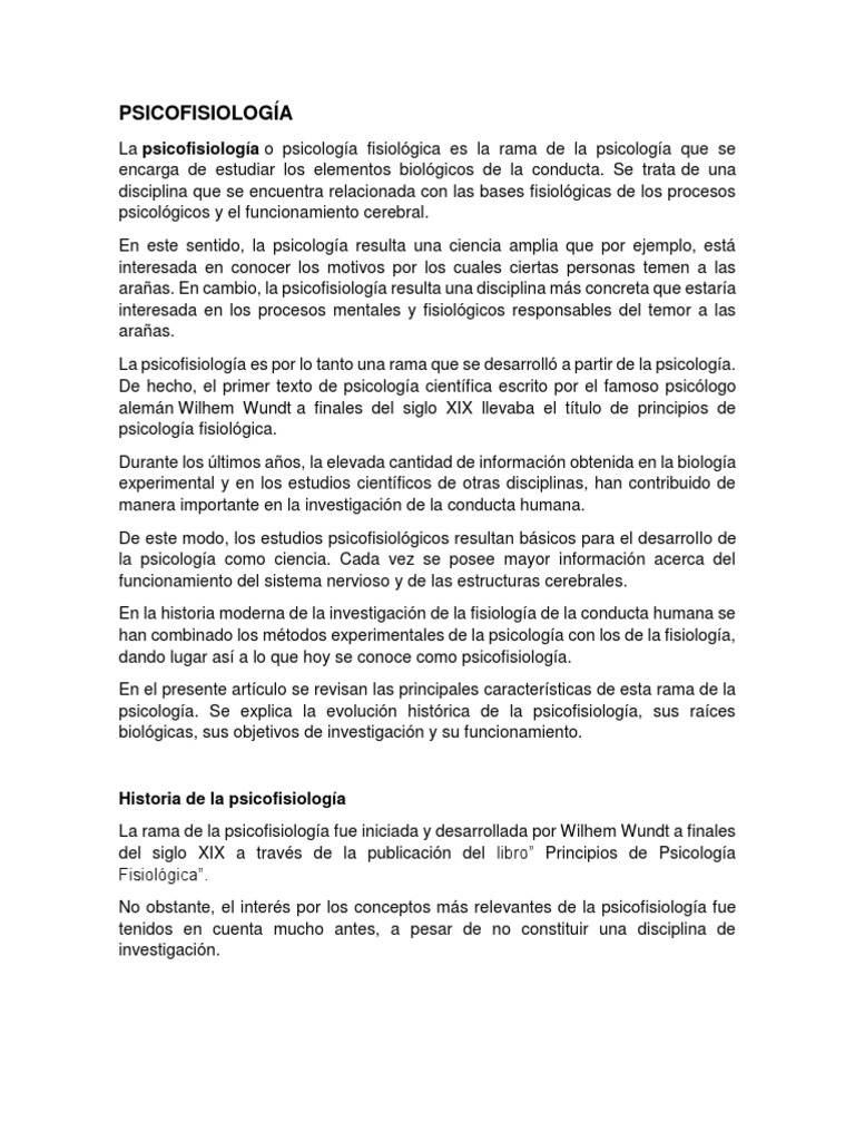 Unidad 1.- Origen y Desarrollo de La Psicofisiología | Psicofisiologia ...