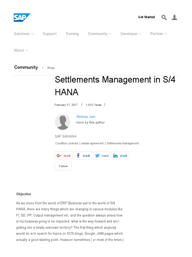 Settlements Management in S 4 HANA SAP Blogs | PDF | Rebate (Marketing ...