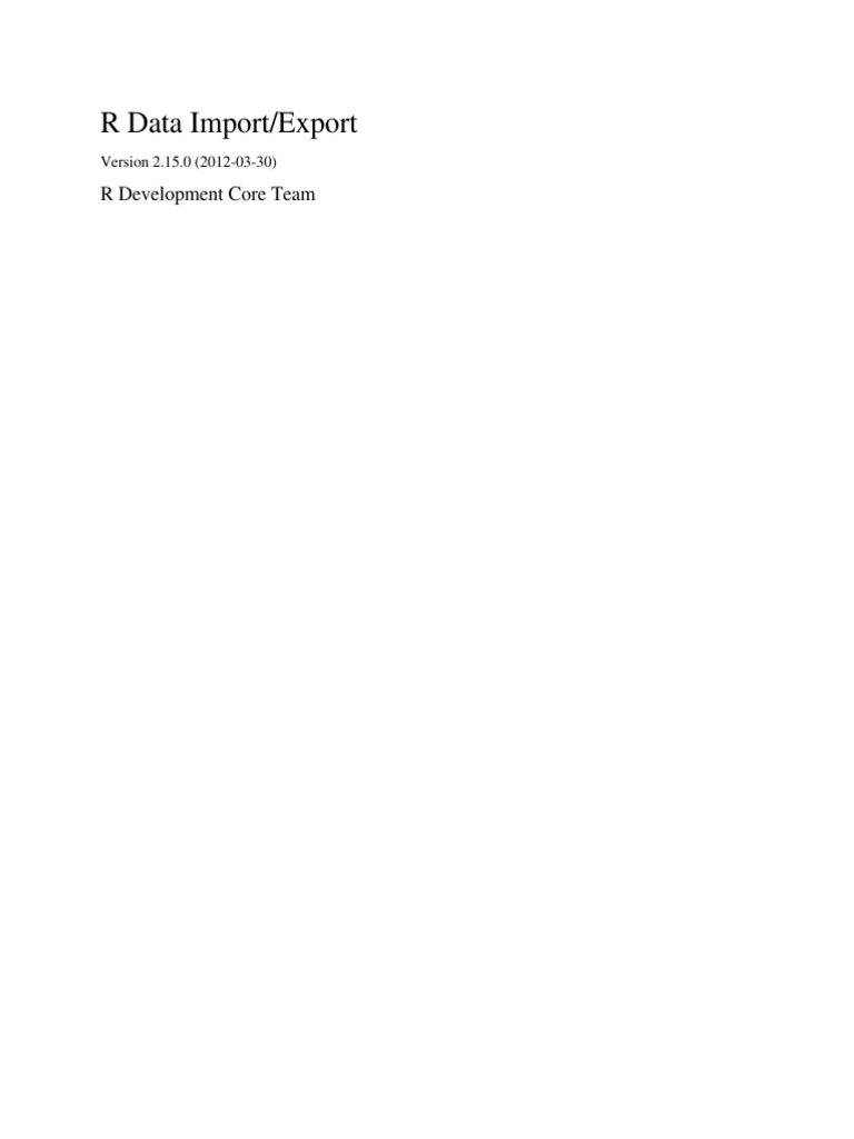 R Data Import/Export: R Development Core Team | PDF | R (Programming ...