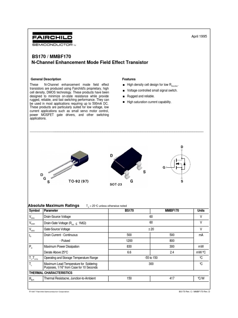 BS170 | PDF | Field Effect Transistor | Mosfet
