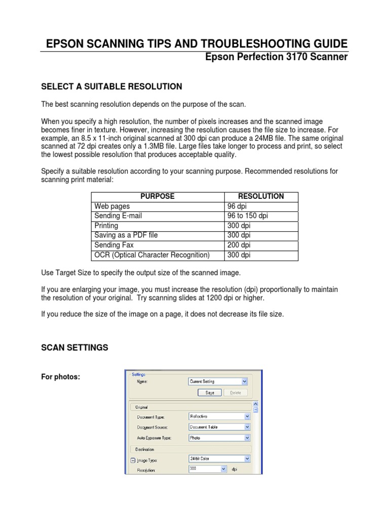 Epson Perfection Scanner Tips and Troubleshooting | PDF | Image Scanner ...