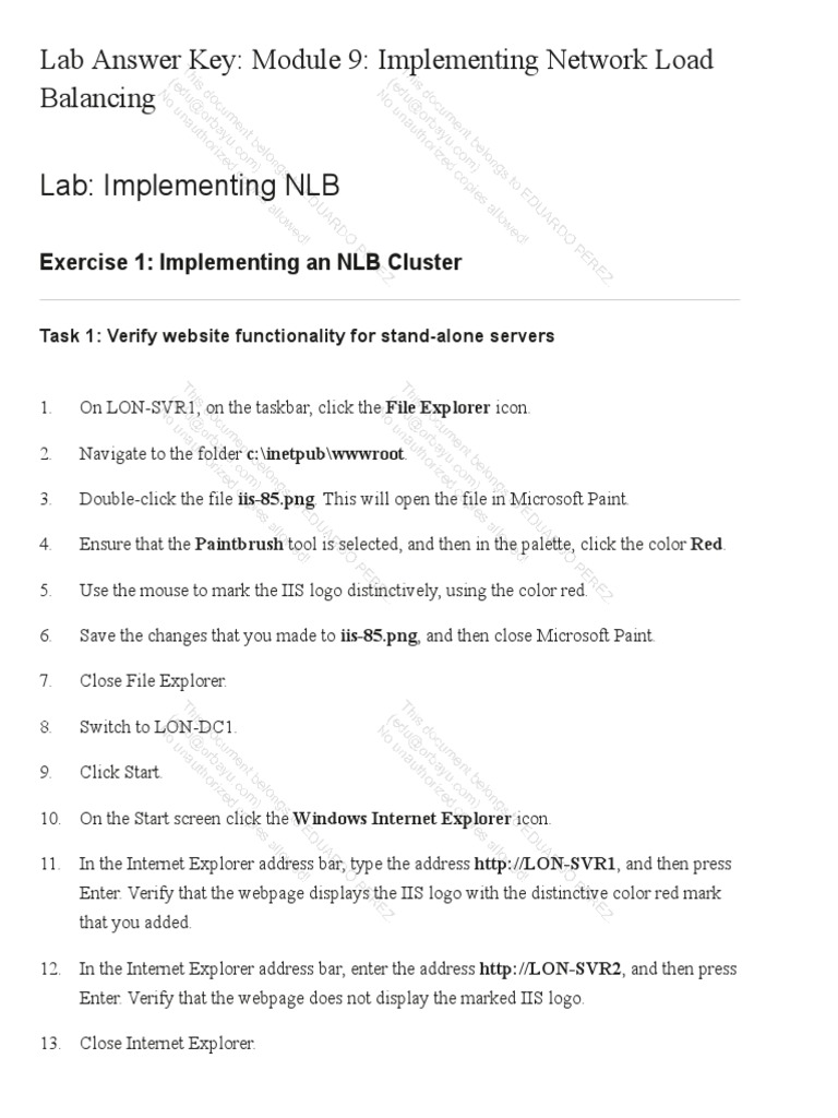 Lab Answer Key - Module 9 - Implementing Network Load Balancing | PDF ... Lab Answer Key - Module 9 - Implementing Network Load Balancing | PDF ...