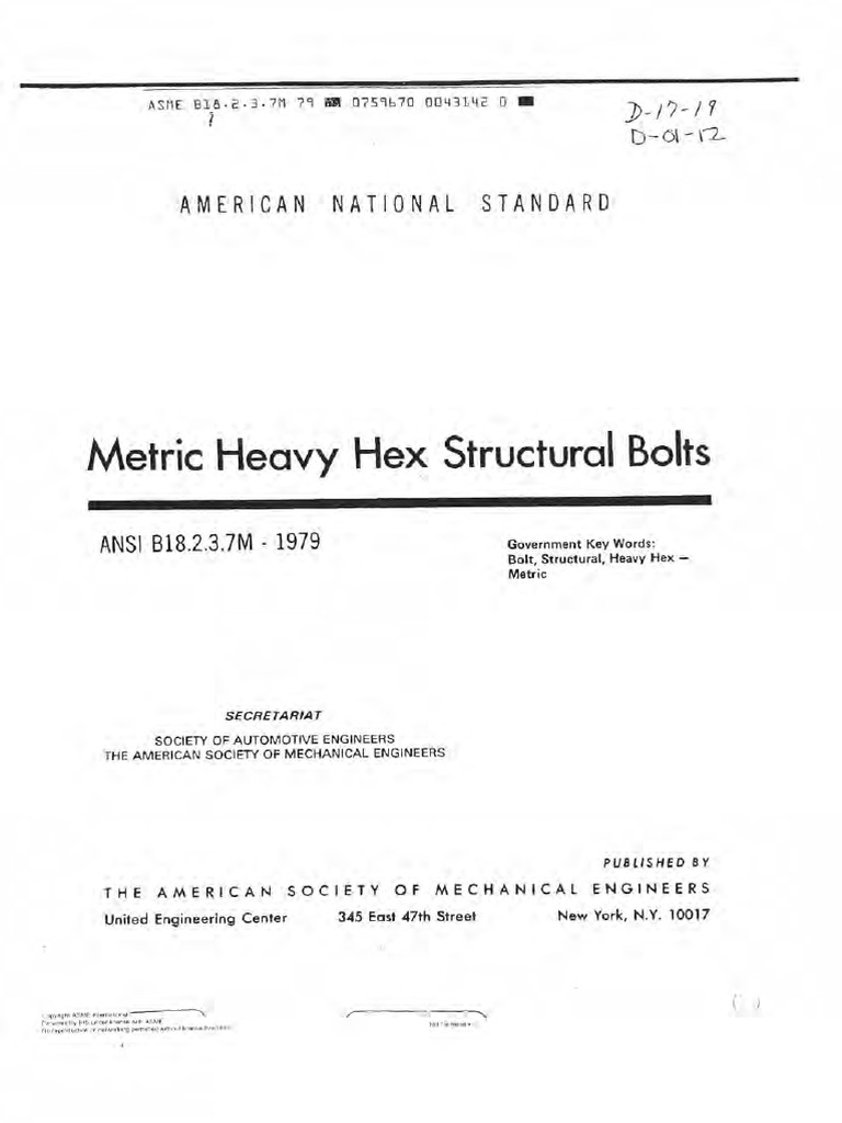 Asme B18.2.3.7M-1979 | PDF