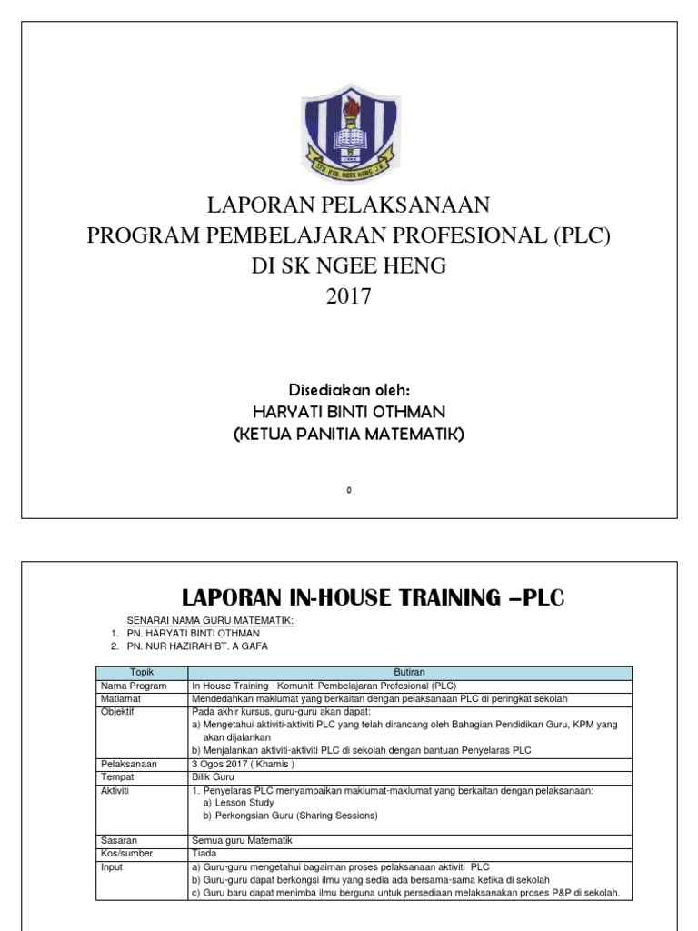 Laporan PLC & Lesson Study 2017 | PDF